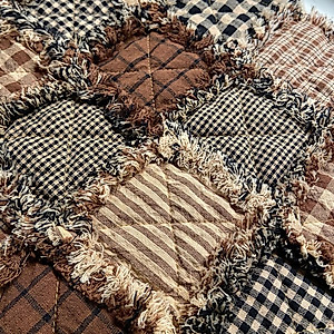 40+ Brown & Black Charm Pack 5 inch Precut Plaid Cotton Homespun Cabin Fabric Squares by JCS