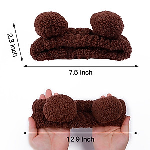Hofar Bear Face Wash Headband Hairband with Bear Ears Coral Fleece Cartoon Cute Creative Hair Accessories
