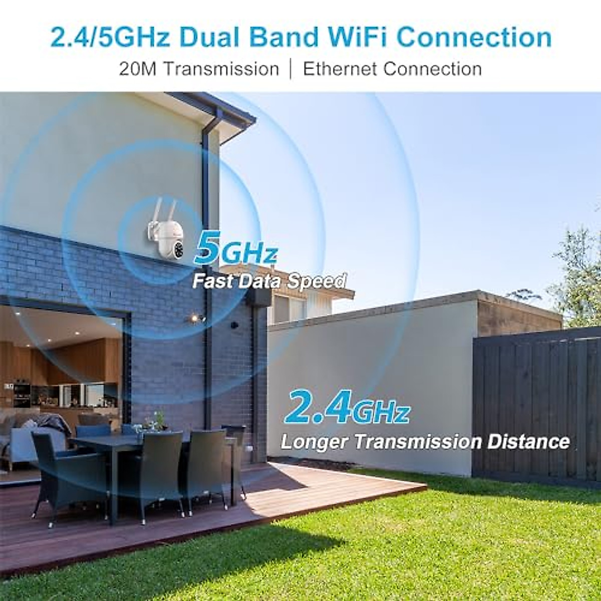 2K 4MP Security Camera Outdoor, 2560×1440P Ctronics PTZ Camera Outdoor 2.4G WiFi CCTV IP Camera for Home Security Human Detection & Auto Tracking Custom Sound Alarm Color Night Vision 2-Way Audio IP66