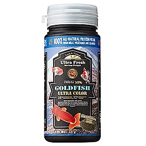 Ultra Fresh Sinking Goldfish Food, Color Enhancing, Balanced Diet, All Natural Ingredients, Clear Water Formula, Slow Sinking Gold Fish Pellets, Goldfish Ultra Color (1.87 oz)