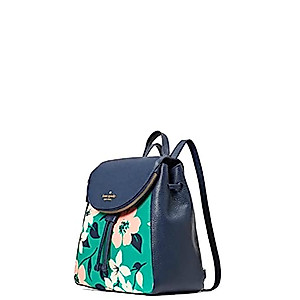 Kate Spade Canvas Leila Small Flap Drawstring Backpack Lily Blooms Green