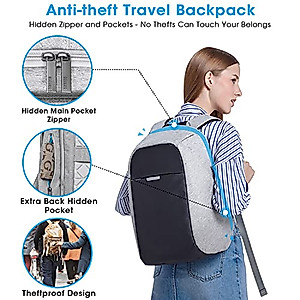 oscaurt Anti Theft Backpack - 15.6 Inch Laptop Travel Backpack with Hidden Zipper and USB Charging Port - Waterproof Business Computer Bag for Men & Women