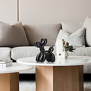 QIANLING Black Balloon Dog Statue, Black Decor Resin Balloon Dog Sculpture, Black Balloon Dog Statues for Home Decor, Modern Living Room, Room, Bookshelf, Mantel, Centerpieces