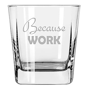 MIP Brand 12 oz Square Base Rocks Whiskey Double Old Fashioned Glass Because Work