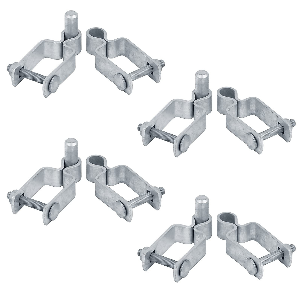 GBGS 4 Sets 1-1/2" x 1-1/2" x 5/8" Square Chain Link Fence Gate Frame Post Hinge Male and Female,Max Load 220lb