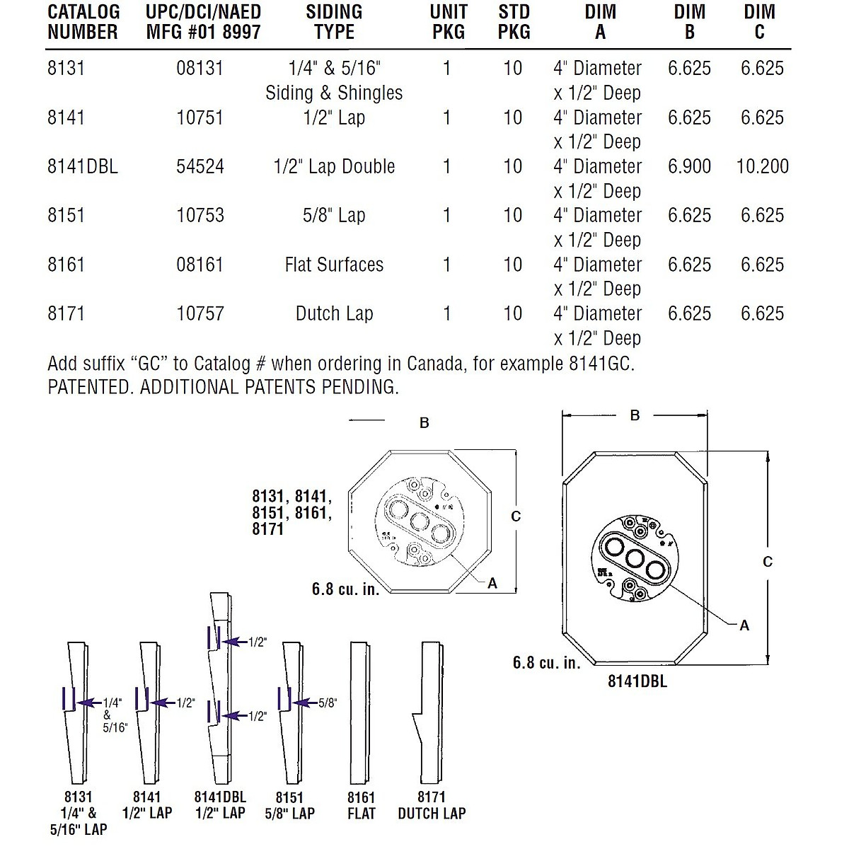 Arlington 8141 Vertical Siding Lamp Mounting Kit with Built-in Box for 1/2 Inch Vertical Siding LAP