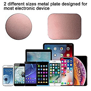 SENHAI 8 pcs Phone Car Mount Metal Plate with Adhesive for Magnetic Cradle-Less Mount, 4 Rectangular and 4 Round - Black, Silver, Gold, Rose Red