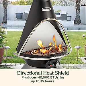 Cuisinart Chimenea Propane Fire Pit, 40,000 BTU Coated Steel Outdoor Propane Heater with Lava Rocks and Directional Heat, Adjustable Fire Pit with Safety Shutoff for Patios and More