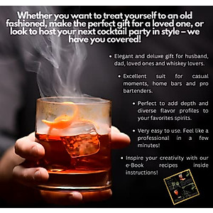 Chunba Style Cocktail Smoker Kit with Torch, 4 Wood Chips Flavors, 11pcs Deluxe Set for Whiskey, Bourbon Old Fashioned Drink Smoker Lovers. Unique Gift for Men, Father, Husband and Friends (No Butane)