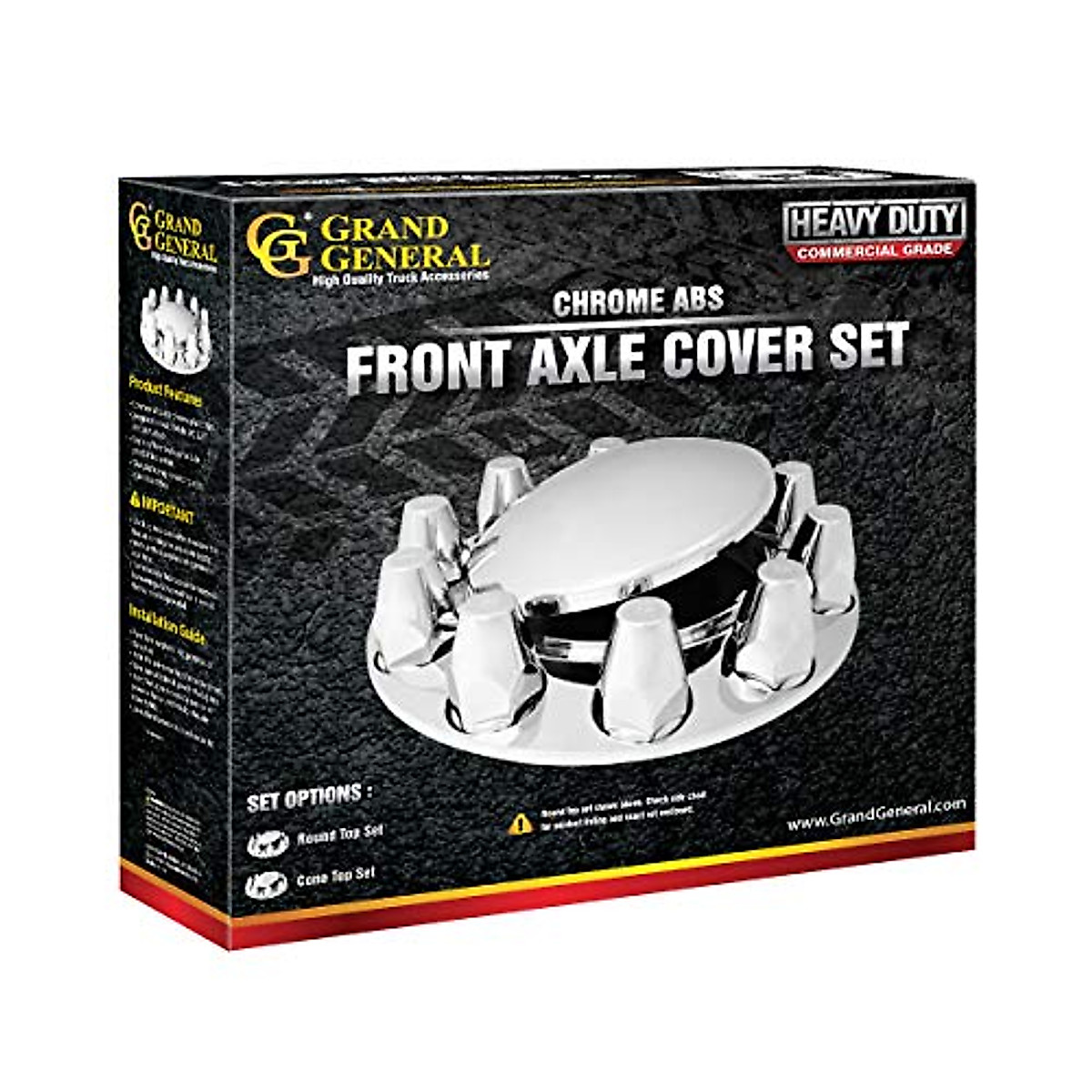 Grand General 40134 Chrome ABS Front Axle Cover with 33mm Screw-In Nut Cover