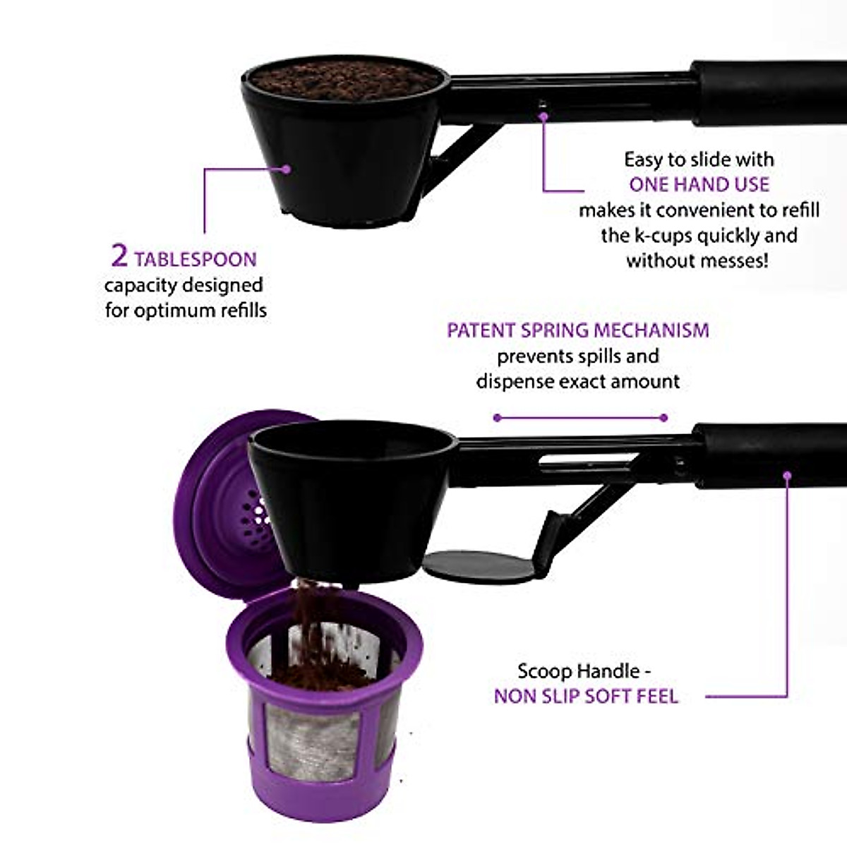 Reusable K Cups Coffee Filter Pod for Keurig 1.0 & 2.0 Machines - Coffee Scoop Funnel and 3 Pack K-Cup Filters - Universal Refillable KCups - Fits K-Duo, K-Classic, K-Elite, K-Select, K-Cafe Brewers