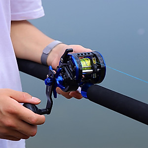 Burning Shark Fishing Reel Round Baitcasting Reel, Saltwater Inshore Surf Trolling Reel, Conventional Reel for Catfish, Musky, Bass, Pike -ECT15R