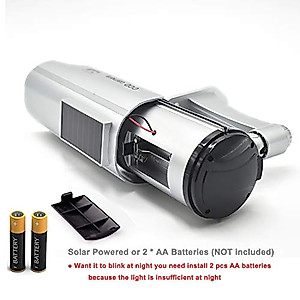 YSUCAU Solar Powered Bullet Dummy Fake Camera Surveillance Security CCTV Dome Camera with Flashing Red LED Light & Warning Security Alert Sticker Decals Outdoor/Indoor Use (1 Pack)