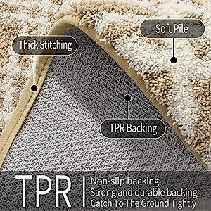 Yimobra Luxury Fluffy Bathroom Rugs, Super Elastic Soft Thick Plush Bath Mat, Non-Slip Water Absorbent, Easier to Dry, Durable Shaggy Microfiber Floor Carpet for Bathtub, 36.2 x 24 Inch, Beige