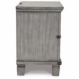 Signature Design by Ashley Russelyn Rustic 2 Smooth-Gliding Drawers Night Stand with Outlets & USB Ports, Gray