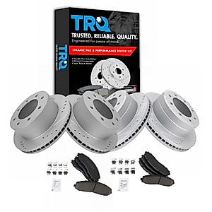 TRQ Front and Rear Performance Brake Pad & Rotor Kit Brake Pads Brake Rotors Set Ceramic Compatible with 2013-2021 Ford F-250 Super Duty F-350 Super Duty