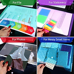 12 Pack Plastic Envelopes Poly Envelopes, LEOBRO A4 Clear File Bags Document Folders Document Organizers with Snap Button for Document Stationery Tools Organization, in 6 Assorted Colors