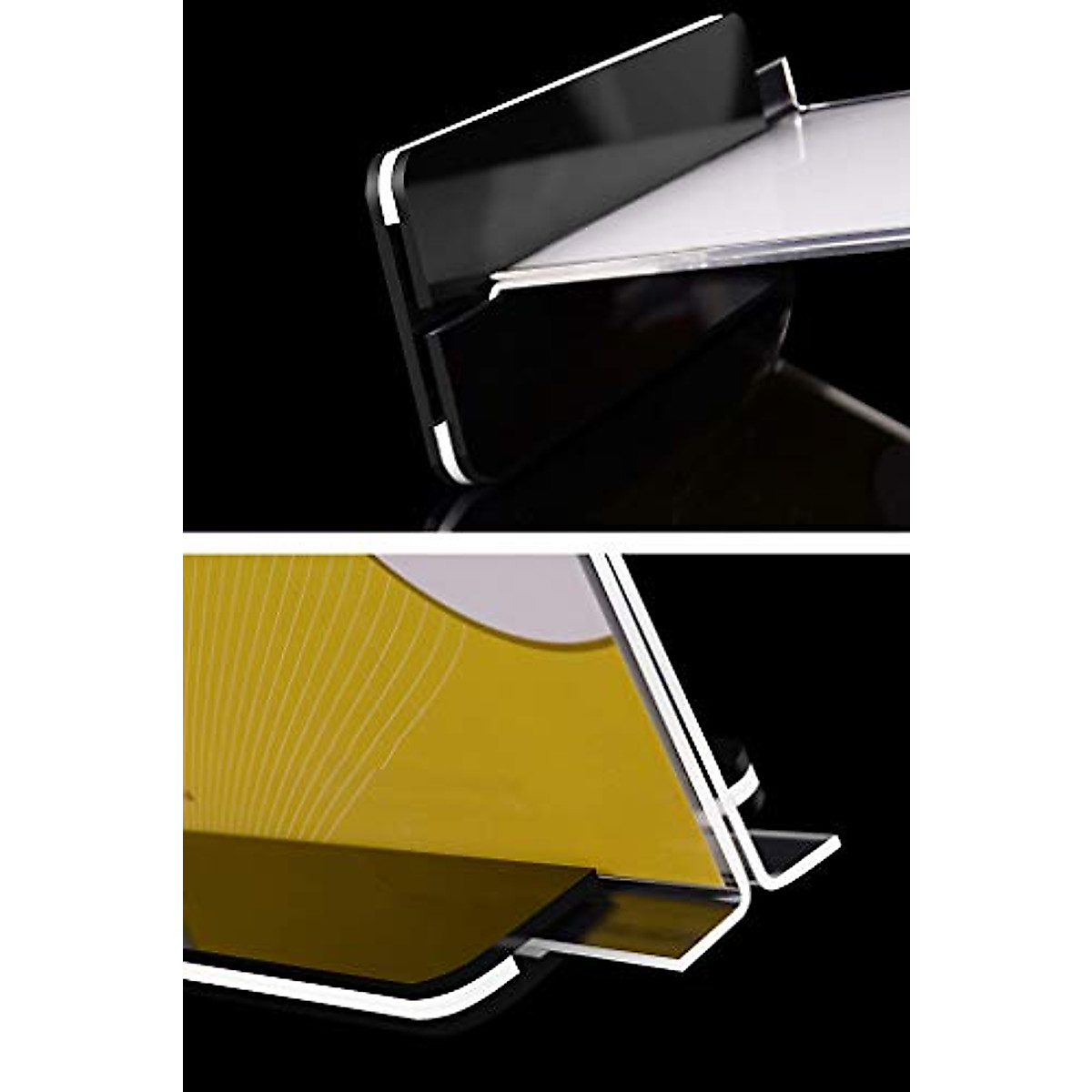 [5 Pack] 8.5 x 11 inch Office Table Sign Display Holder, Attom Tech T-Shape Black Base Portrait-Style Double-Sided Menu Display, Slant Ad Photo Frame Brochure Holder, Clear Acrylic 8.5 x 11 inches