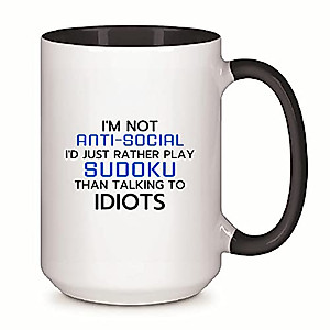 Funny Sudoku Gift for Smart People Who Prefer Solving Puzzles to Talking 11oz 15oz Inner Color Accent Mug