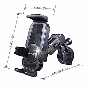 JOYROOM Aluminum Alloy Motorcycle Phone Mount with Vibration Dampener, Motorcycle Phone Holder for Motorcycle Harley Bike Bicycle Scooter ATV/UTV, Compatible with iPhone, Samsung, All Cell Phones
