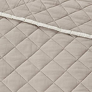 Madison Park 100% Cotton Daybed Cover Set - Trendy Design, All Season Luxury Bedding with Bedskirt, Matching Shams, Decorative Pillow, Diamond Quilted, Khaki 75"x39" 6 Piece