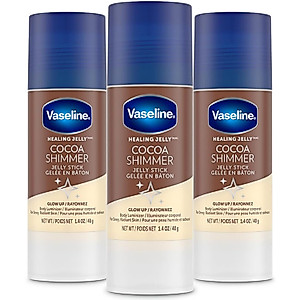 Unilever Vaseline Cocoa Shimmer Jelly Stick GLOW UP Body Luminizer For Dewy Radiant Skin 1.4 oz - 3 Count