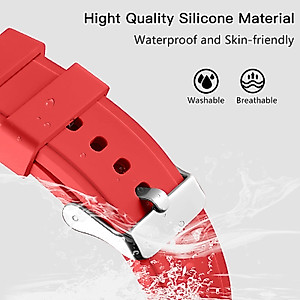 Lerobo No Gap Band Compatible with Samsung Galaxy Watch 7 6 5 4, 40mm 44mm/5 Pro 45mm/4 Classic 46mm 42mm, 20mm Sport Strap Wristband for Men Women, Red