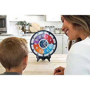 CLOCKTOPUS Kids Learning Clock. Wall Clock Silent with Stand. Analog Clock Telling Time Teaching Clock for Kids. Educational Clock for Kid Playroom Decor, Classroom Clock, Homeschooling Supplies