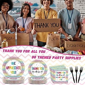 Thank You Party Plates Napkins We Appreciate You Tableware Teacher Appreciation Dinnerware Be Thankful to Teacher Doctor Staff Disposable Plates Fork for Congratulations Graduate Party Supply Serve 24