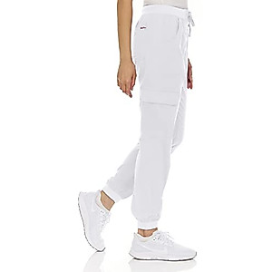Marilyn Monroe Womens Stretch Knitwaist Six Pocket Scrub Joggers, White, S