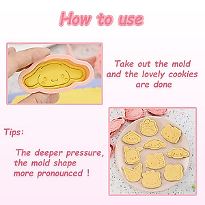 ROFOLO 8 Piece Mini Cartoon Cookie Cutters for Baking, 3d Raised Design Gingerbread Cookie Stamps, Suitable for Frosting Decoration, Mini Pie Molds, Apple Pie Pastry Biscuit Cutter