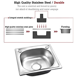 Stainless Steel Outdoor Sink, Single Bowl Utility Sink, Camping Sink, Laundry Sink, Free Standing Commercial Restaurant Sink Set, Easy to Clean (Size : 38x33x45cm/15x13x17.7in)