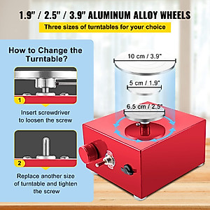 VEVOR 3 Turntables 30W Ceramic Wheel Forming Machine Adjustable 0-2000RPM Speed ABS Detachable Basin, 16 Sculpting Tools Accessory Kit for Work Art Craft DIY, Red