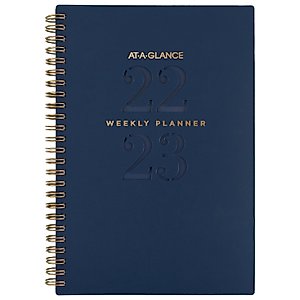 AT-A-GLANCE 2022-2023 Planner, Weekly & Monthly Academic, 5-1/2" x 8-1/2", Small, Signature Lite, Navy (YP20LA20)