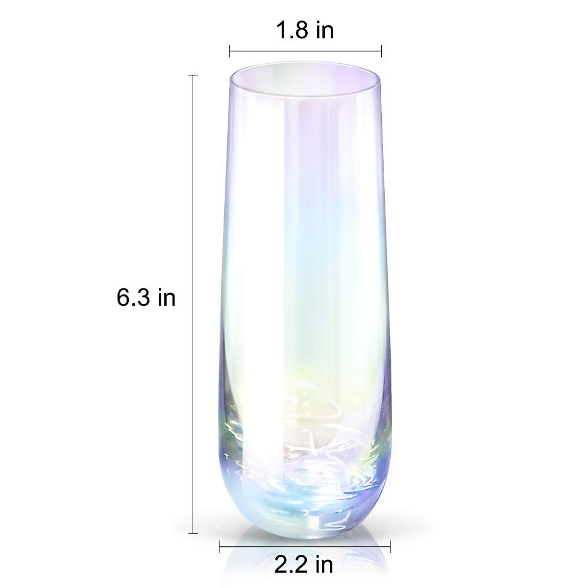 Gutsdoor Radiance White Pearl Luster Stemless Champagne Flutes Glasses Set of 4 (10 Ounce) Elegant All-Purpose Wine Drinking Glassware Beverage Cups for Water, Juice, Beer, Whiskey & Bar Decor