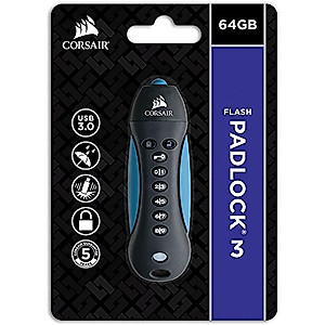 Corsair CMFPLA3B-64GB Padlock 3 - USB Flash Drive - 64 GB, Blue, Black/Blue