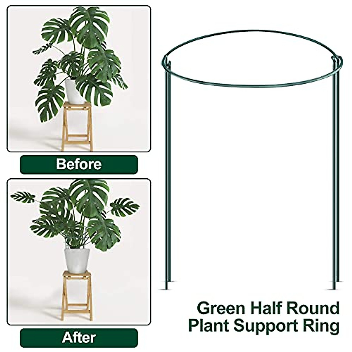BLIKA 20 Pack Garden Plant Support Stake, 10" Wide x 16" High Half Round Metal Plant Stake, Plant Supports for Outdoor Plants, Outdoor Tall Plant Support Ring Cage, Plant Support Rings