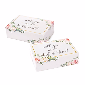 Bridesmaid Proposal Box Set {6 Pack} 1 Maid of Honor Proposal Box and 5 Will You be My Bridesmaid Boxes I Floral Bridesmaid Box for Bridesmaid Gifts