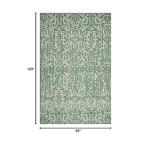 SAFAVIEH Restoration Vintage Collection Area Rug - 8' x 10', Grey & Turquoise, Handmade Distressed Wool, Ideal for High Traffic Areas in Living Room, Bedroom (RVT101C)