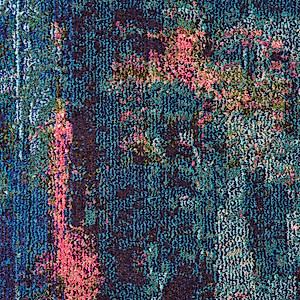 Nourison Celestial Blue/Yellow 9' x 12' Area Rug, Contemporary, Abstract, Easy Cleaning, Non Shedding, Bed Room, Living Room, Dining Room, Kitchen (9x12)