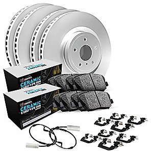 R1 Concepts Front Rear Brakes and Rotors Kit |Front Rear Brake pads| Brake Rotors and Pads| Euro Ceramic Brake Pads and Rotors |Hardware Kit |Sensor|fits 2018-2020 Audi S4, S5, S5 Sportback