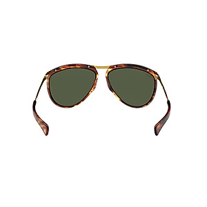 Ray-Ban RB2219 Olympian Aviator Sunglasses, Striped Havana/G-15 Green, 59 mm