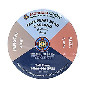 Mandala Crafts Faux White Pearl Beads Garland - 4mm 44 Yds White Pearl Strands Spool Pearl String Bead Roll Pearl Garland for Wedding Party Christmas Tree Decoration