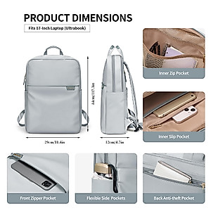 GOLF SUPAGS Travel Laptop Backpack for Women Anti Theft Slim Durable College Bookbag Business Computer Bag Fit 17 Inch Notebook (Pale Grey, 17 Inch)