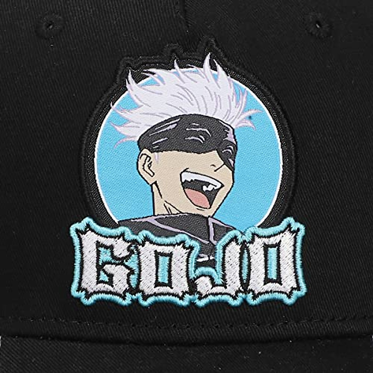 Jujutsu Kaisen Gojo Men's Black & White Baseball Cap with Light Blue Underbill