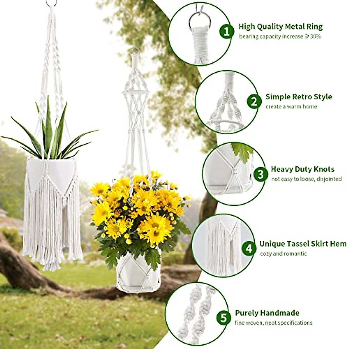 SFENNGPET Macrame Plant Hangers, 6Pack Hanging Planters for Indoor Plants w/ 6 Set Hangers Kit Handmade Macromay Plant Hangers Indoor Flower Pots Holder Stand for Boho Home Décor