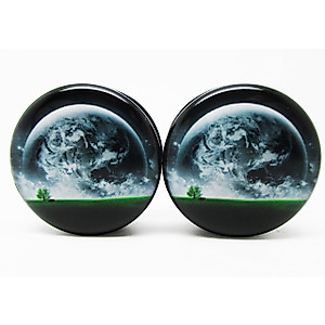 Pierced Republic Earth Horizon Ear Plugs - Acrylic Screw-On - New - 10 Sizes - New *Pair* (00 Gauge (10mm))