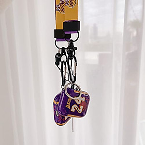 Purple Laker with Basketball Sports Brand Style Lanyard Keychain AirPod 1/2 Case, Personalised and Unique Process TPU Soft AirPods Case Cover. Suitable for Fans Boys Girls Teens