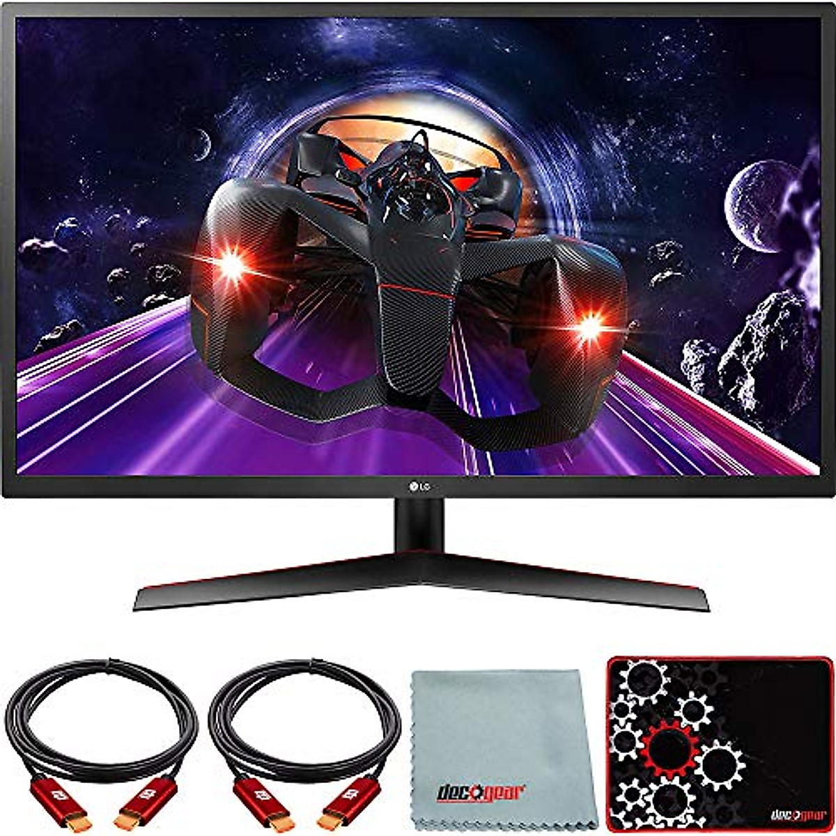 LG 32MP60G-B 31.5 inch Full HD 1920x1080p 16:9 1ms AMD FreeSync IPS Monitor Bundle with Deco Gear HDMI Cable 2 Pack + Gamer Surface Mousepad + Screen Cloth