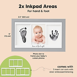 KeaBabies Inkless Baby Hand And Footprint Kit Frame and 2-Pack Inkless Hand and Footprint Kit - Personalized Baby Picture Frame for Newborn - Ink Pad for Baby Hand and Footprint - Mess Free Baby Frame